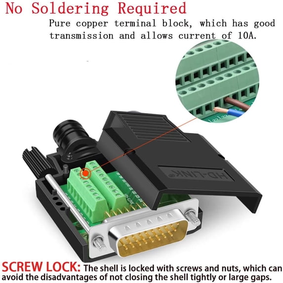 ASIASN-DB26 Breakout Connector, Solderfree RS232 D-SUB Serial to 26-Pin ...