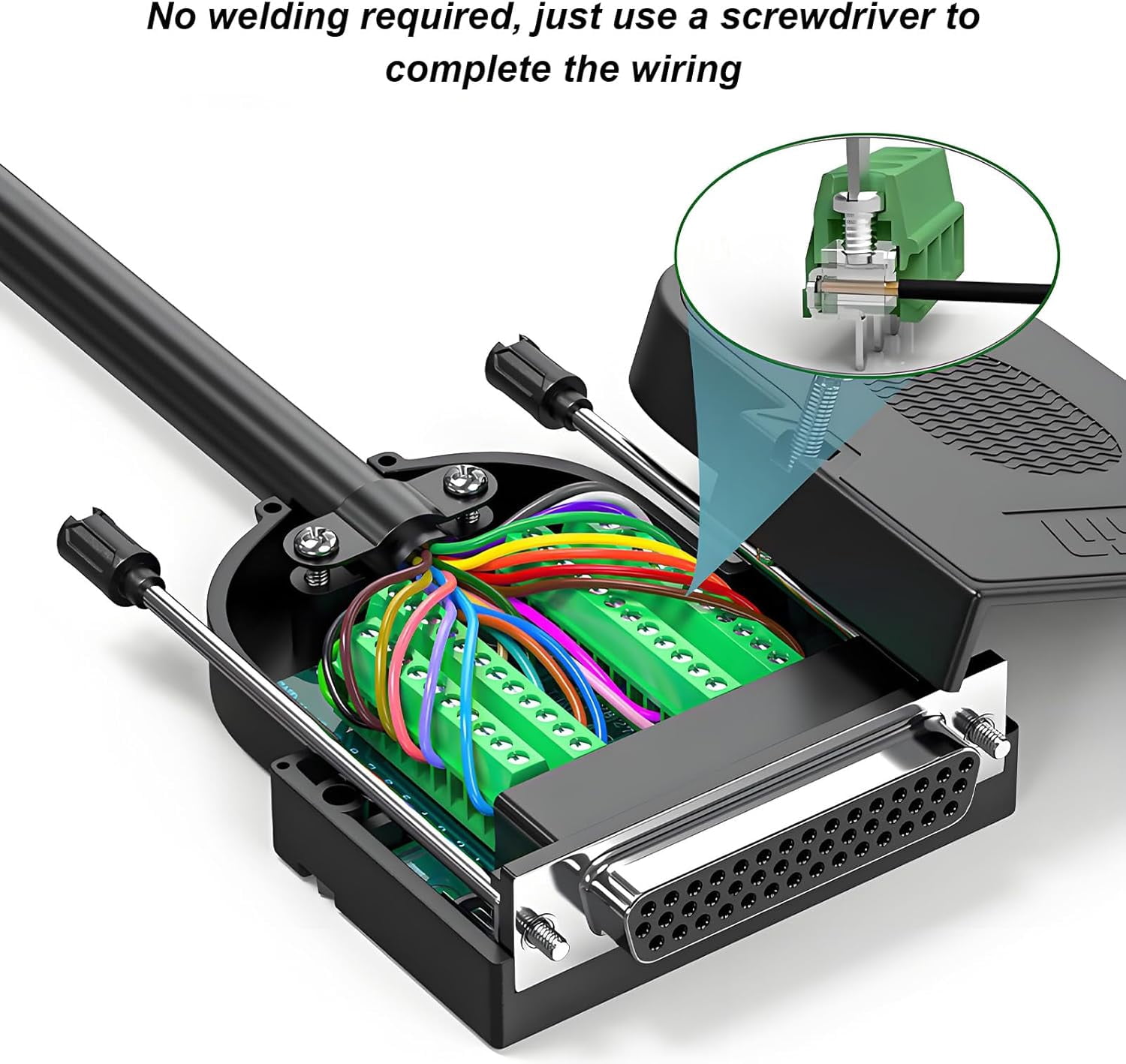 ASIASN-DB44 Solderless Connector, Female RS232 D-SUB Serial to 44-pin ...