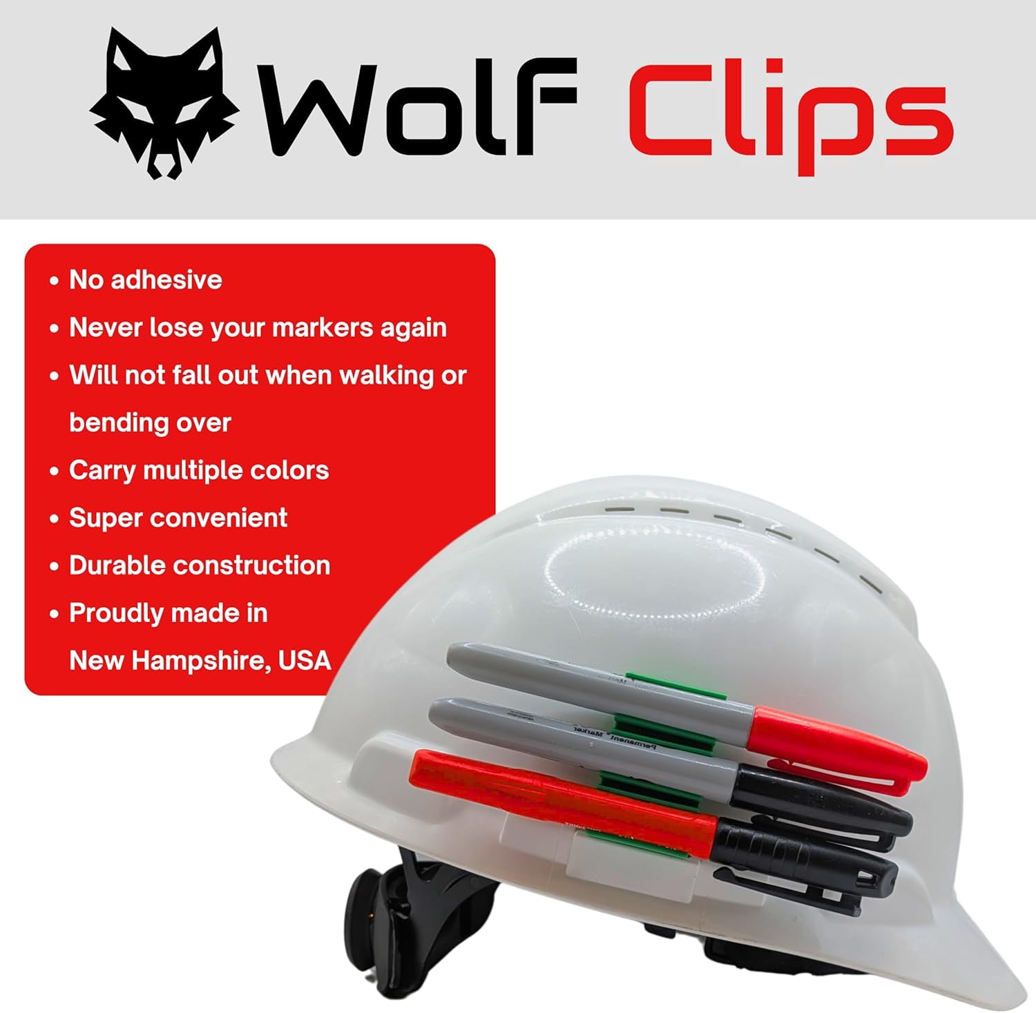 ASIASN-Diligence, Wolf Clips, Hard Hat Accessory, Triple Marker Holder ...