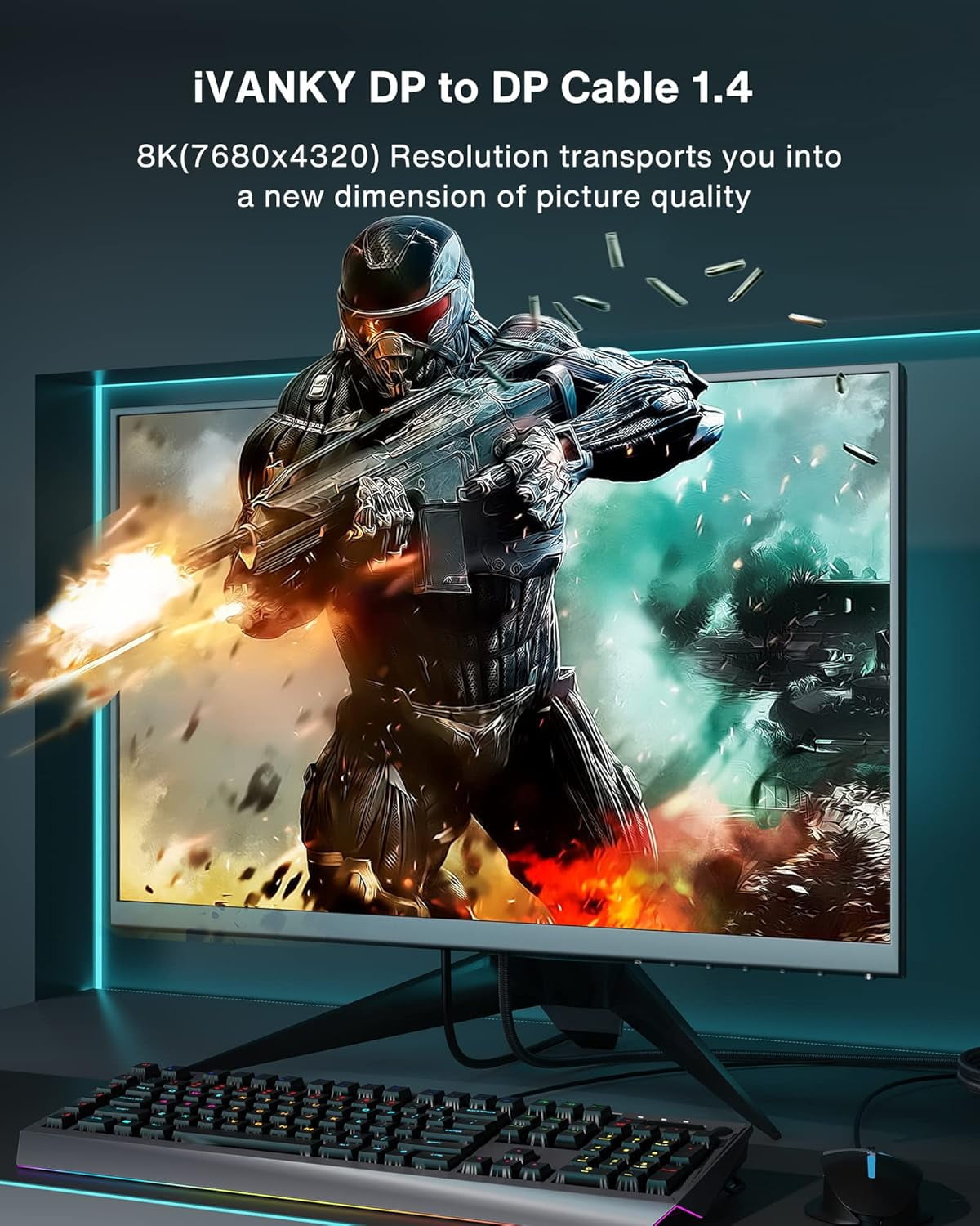 ASIASN-DisplayPort Cable 1.4/10ft, 8K DP to DP Cable[8K@60Hz, 4K@144Hz ...