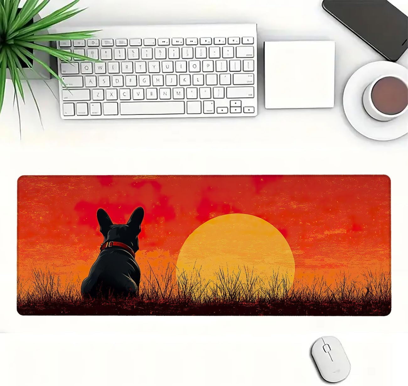 ASIASN-Dog Extended Mouse Pad Rock Sunset Abstract Retro Mousepad XL ...