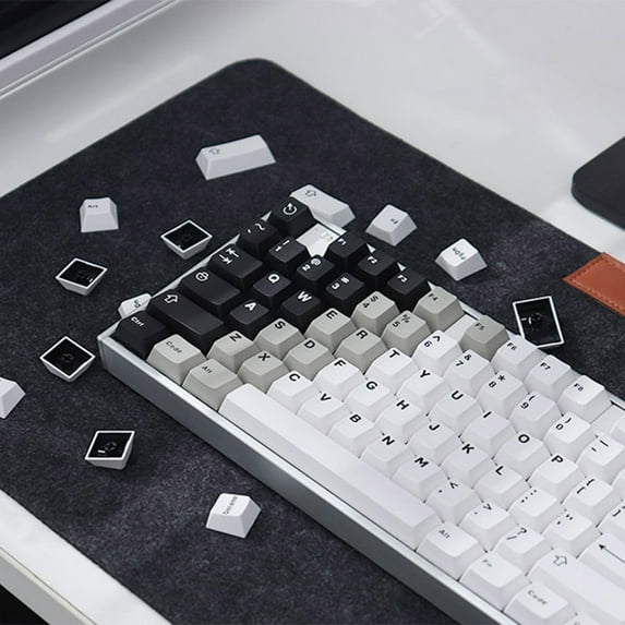 ASIASN-Doubleshot PBT Keycap Set, Black White Keycaps 75 Percent ...