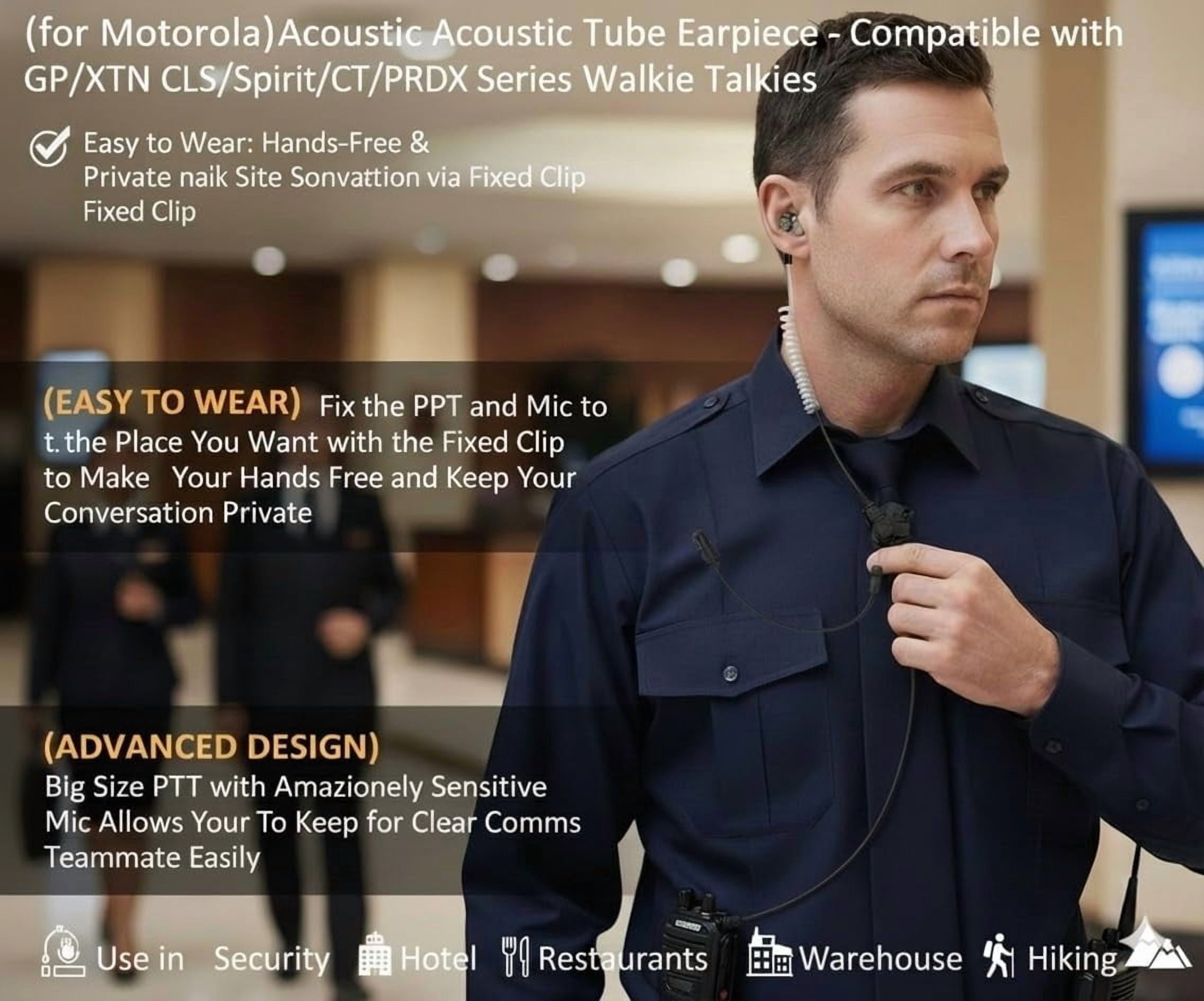 ASIASN-Earpieces for Motorola Walkie Talkies with Mic 2 Pin Acoustic ...