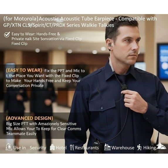 ASIASN-Earpieces for Motorola Walkie Talkies with Mic 2 Pin Acoustic ...