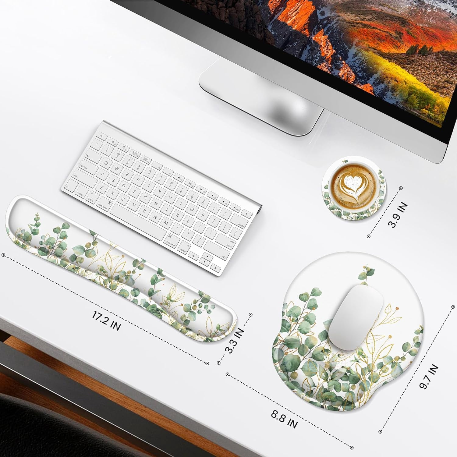 ASIASN-Ergonomic Mouse Pad Set with Wrist Support, Easy Typing & Pain ...