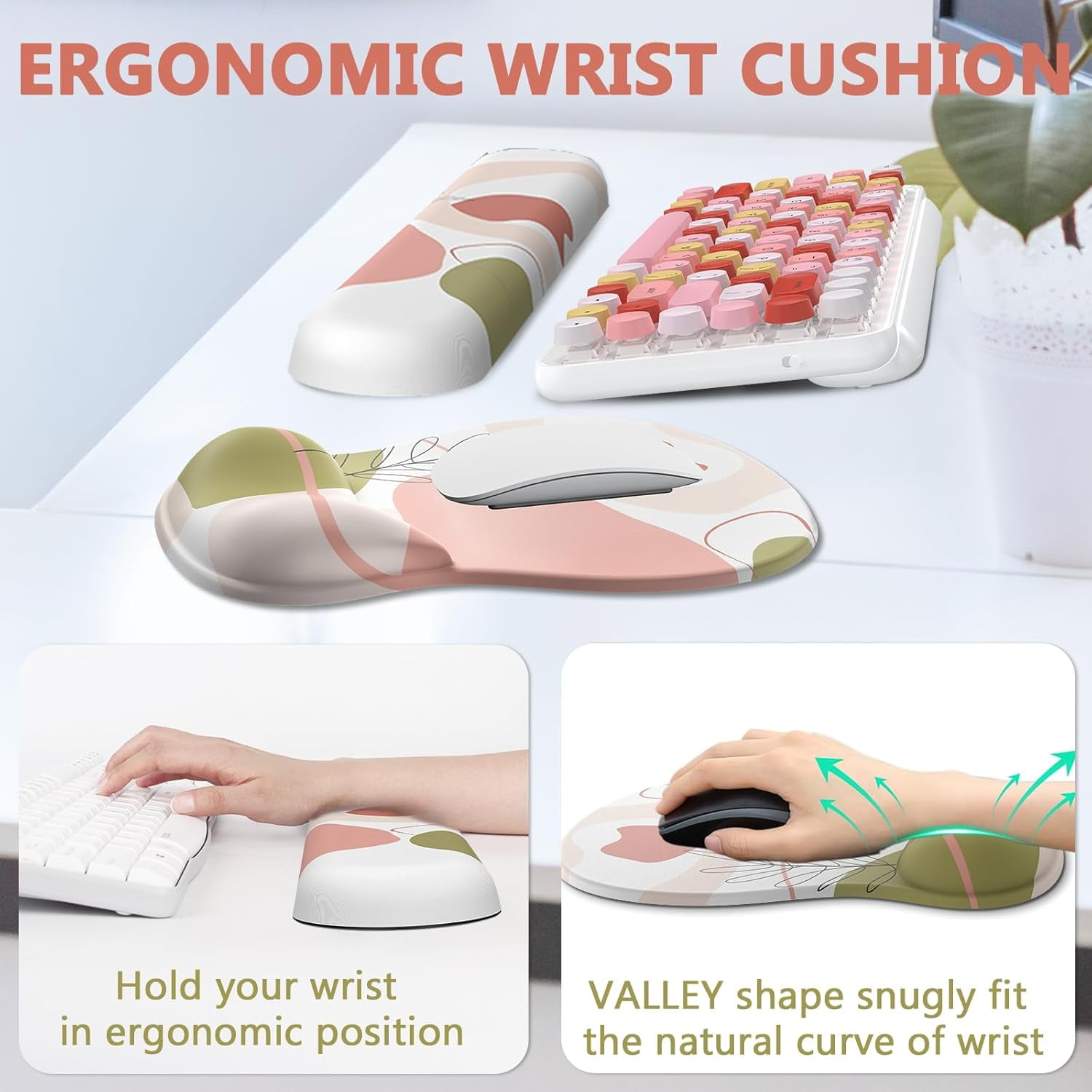 ASIASN-Ergonomic Mouse Pad with Wrist Rest for Computer Keyboard, Cute ...