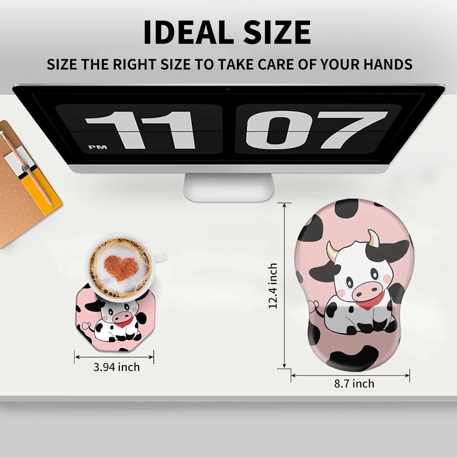 ASIASN-Ergonomic Mouse Pad with Wrist Rest Support + Cup Coasters,Thick ...