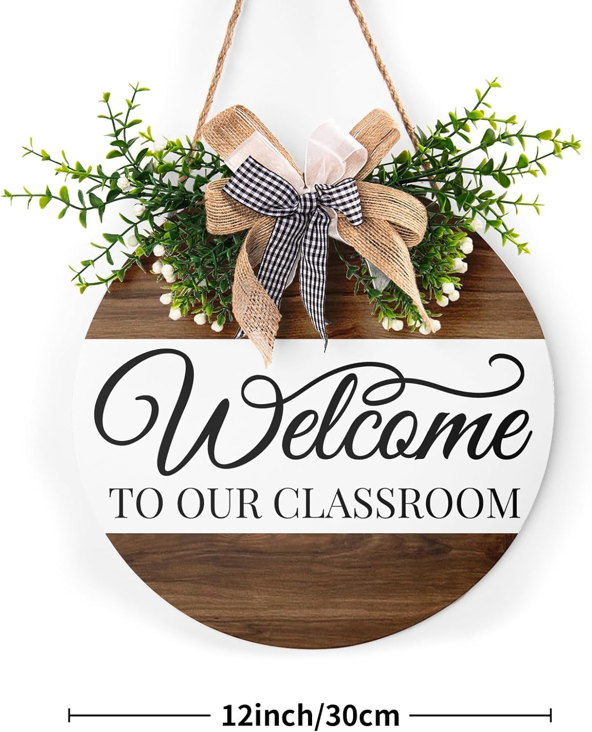 ASIASN-Farmhouse Welcome Sign Door Hanger Round Rustic Wooden Plaque ...