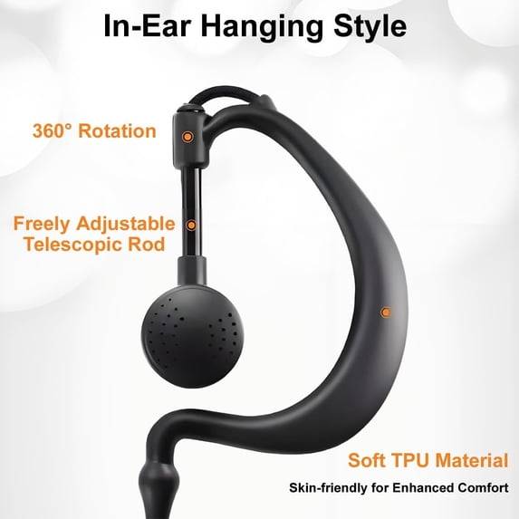 ASIASN-G Shape Walkie Talkie Earpiece with Earhook and MIC, Ear Hooks ...