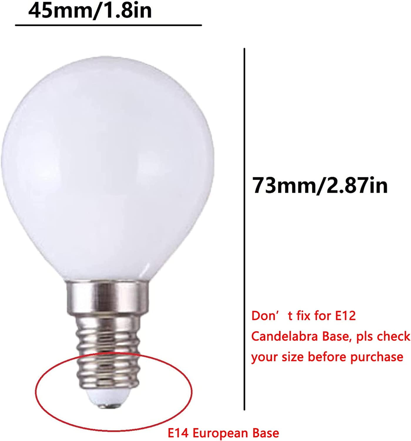 ASIASN-G45 LED Bulb 5W Globe Vanity Light Bulb E14 Candelabra Base 50W ...