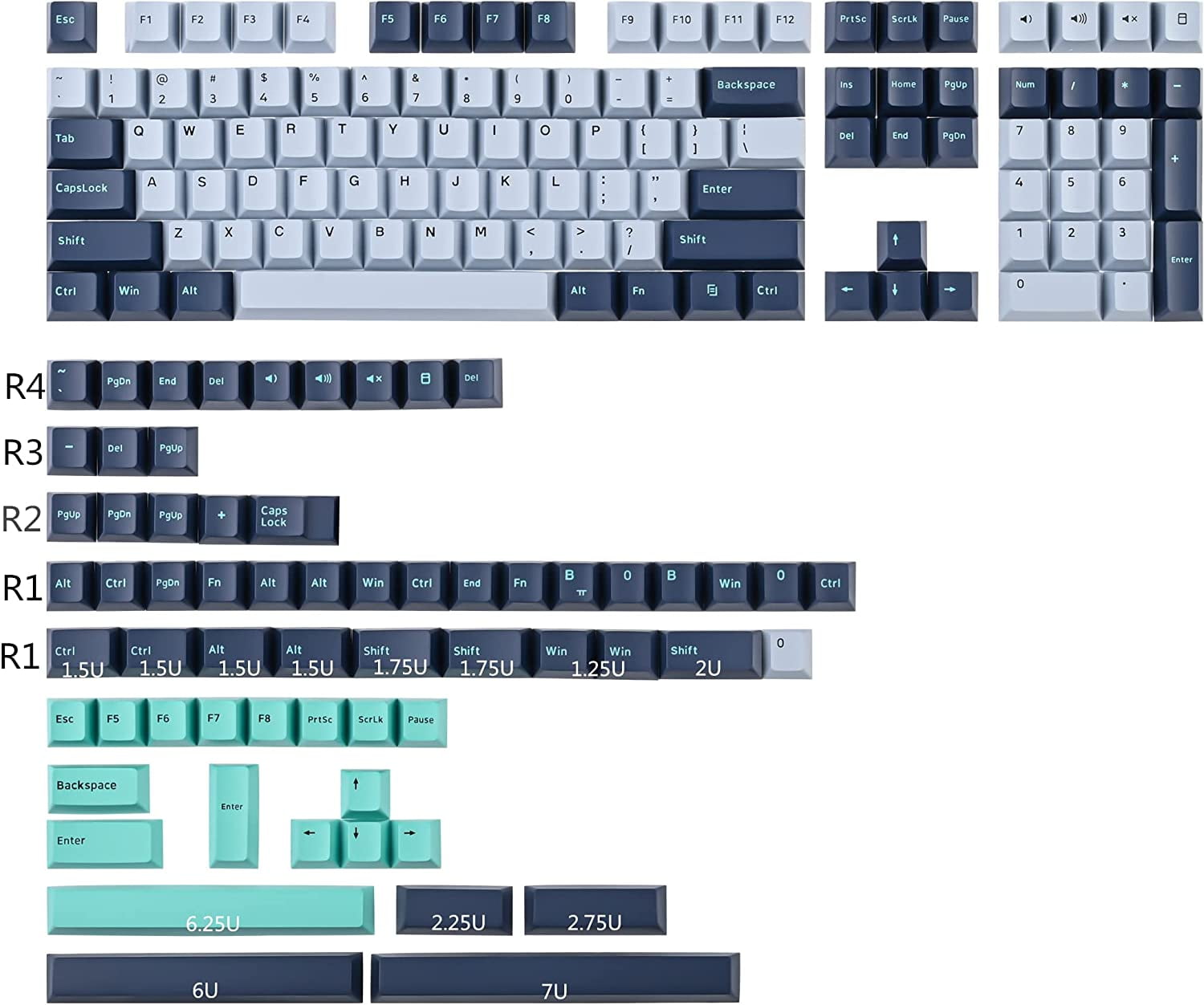 ASIASN-GTSP 171-Keys Cherry Profile PBT Key Caps for Mechanical ...