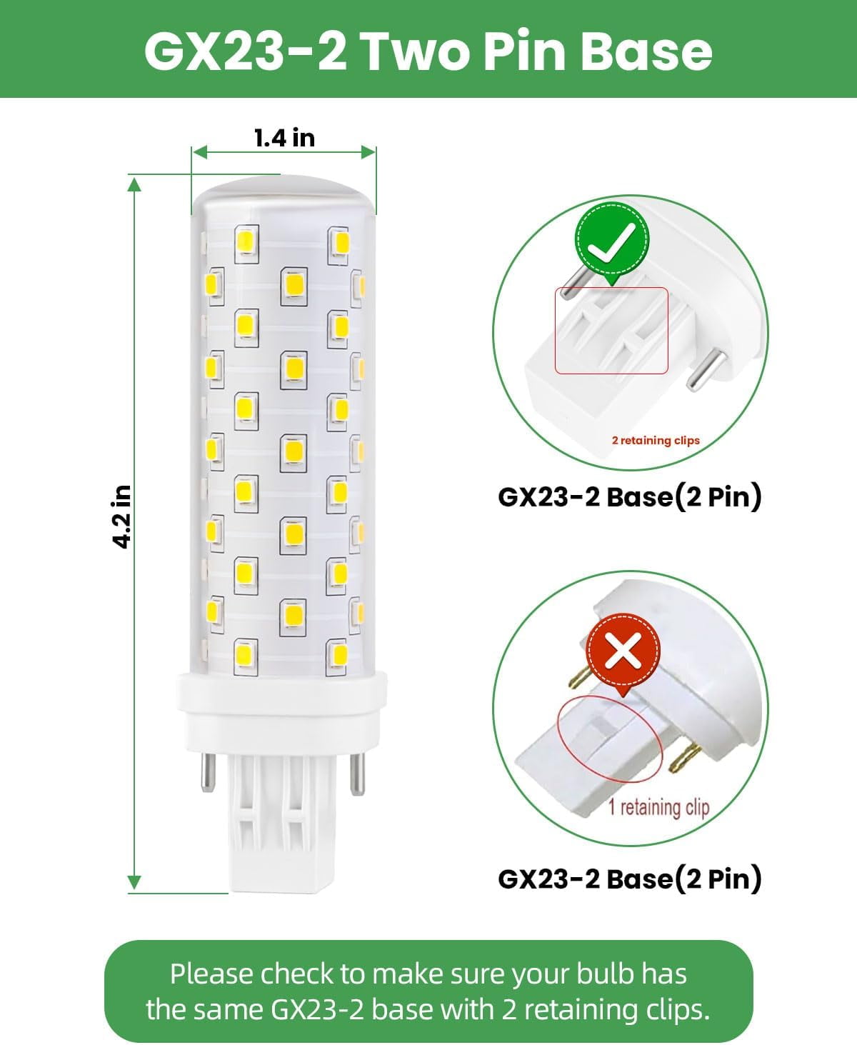 ASIASN-GX23-2 LED Bulb, 6000K Cool White, Two Prong CFL Light Bulb ...