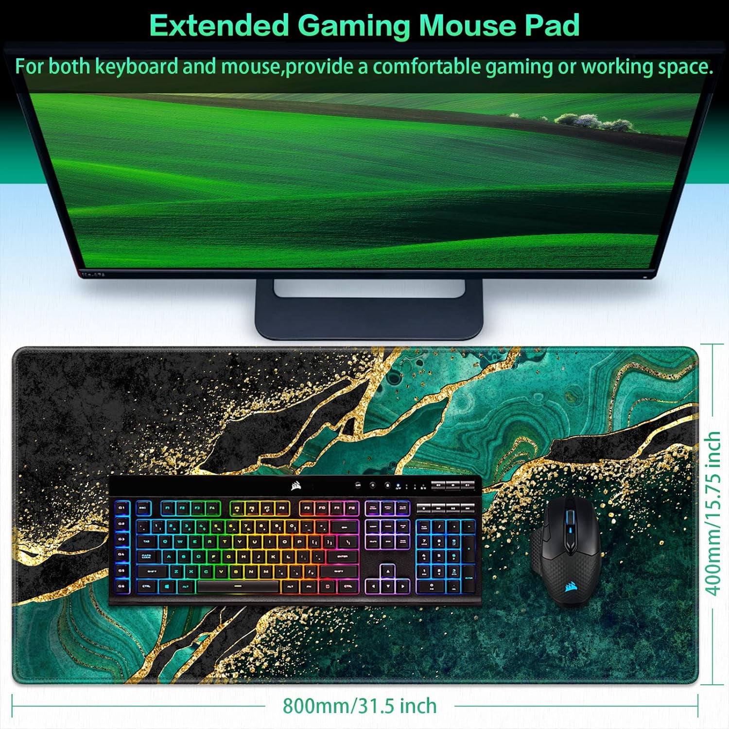 ASIASN-Gaming Mouse Pad, Large Extended Mouse Pad Big Computer Mousepad ...