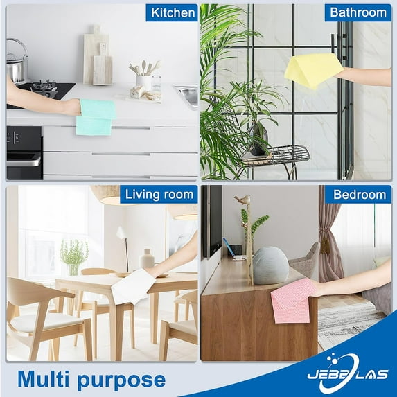 ASIASN-Green Reusable Kitchen Towels, 60 Sheets/Pack, 13" x 24 ...