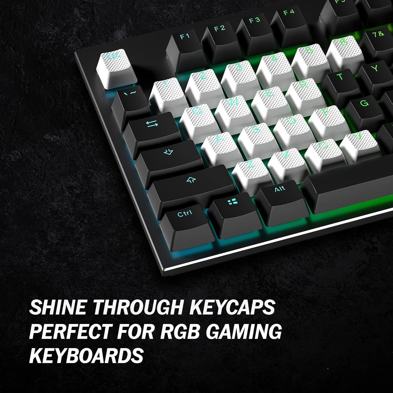 ASIASN-HK Gaming Rubber Keycaps Set | Anti-Slip Texture | Doubleshot ...