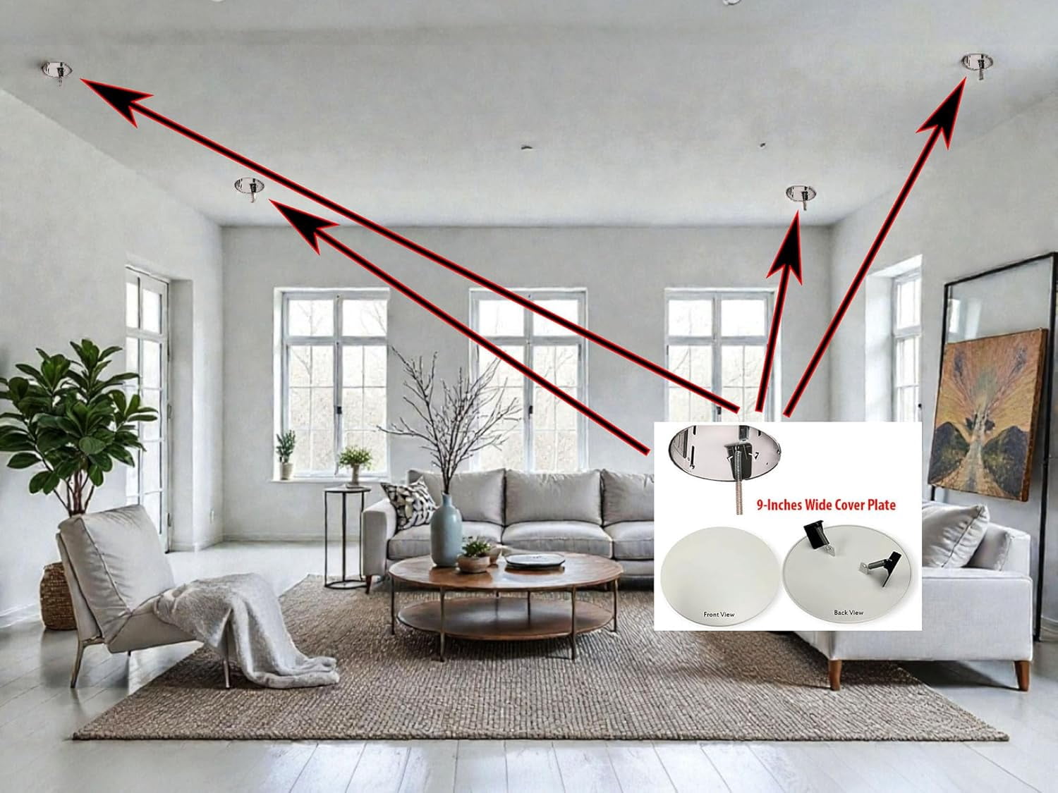 ASIASN-IMBA-CP9000 9-Inch Diameter Screwless White Plastic Ceiling ...