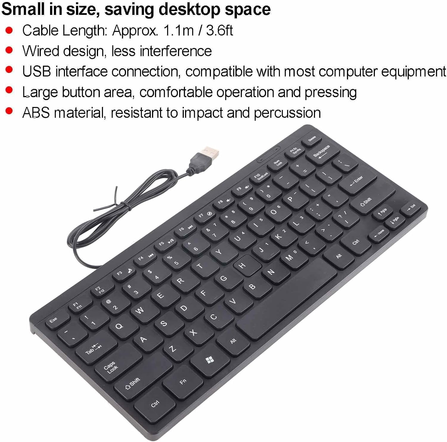 ASIASN-K1000 Portable Mini Keyboard, USB Wired & Multimedia Kaypad, Compact LapAccessories ...