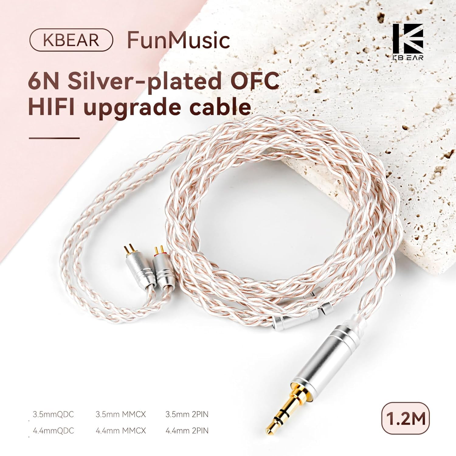 ASIASN-KBEAR FanMusic IEM Cable, 6N OFC Silver-Plated Earphone Upgraded ...