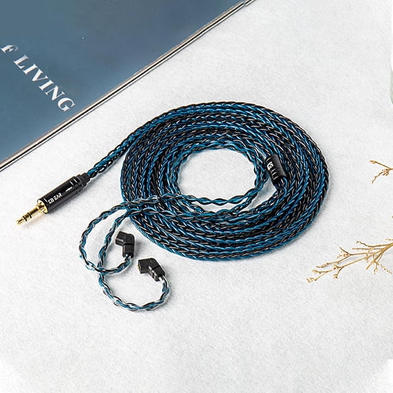 ASIASN-KBEAR ST12 Plus 2Meters Blue Black IEM Cable 3.5 MM 2PIN Type, 8 ...