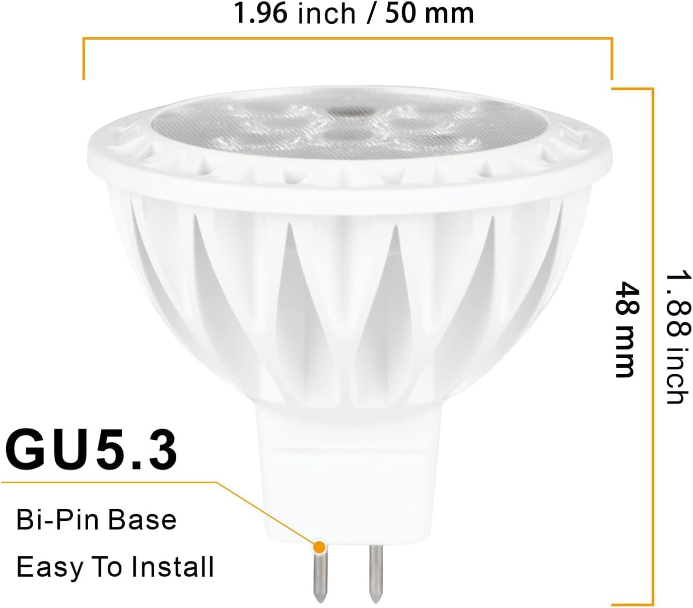 ASIASN-Kapata MR16 LED Bulb Dimmable 50W Halogen Replacement GU5.3 Base ...