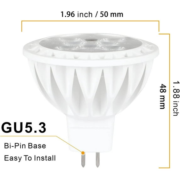 ASIASN-Kapata MR16 LED Bulb Dimmable 50W Halogen Replacement GU5.3 Base ...