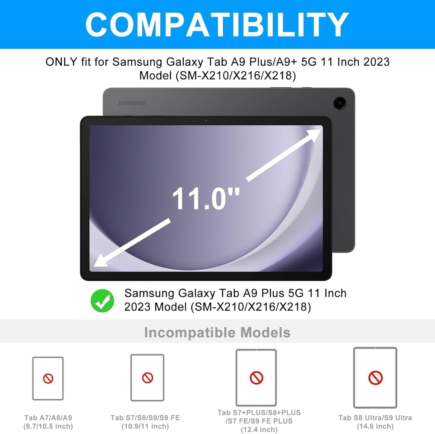 ASIASN-Keyboard Case for Samsung Galaxy Tab A9+/Plus 11‘‘ 2023(SM-X210 ...