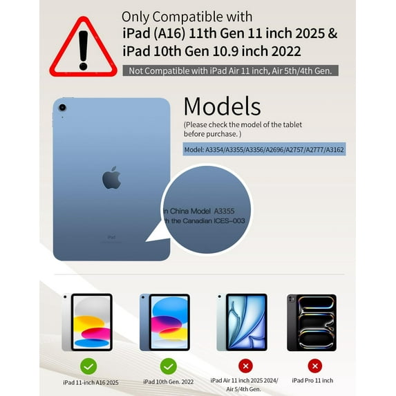 ASIASN-Keyboard Case for iPad (A16) 11th Generation 11 Inch 2025/iPad ...