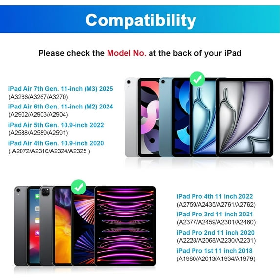 ASIASN-Keyboard Case for iPad Air 11 inch M2 2024/M3 2025/iPad Air 4th ...