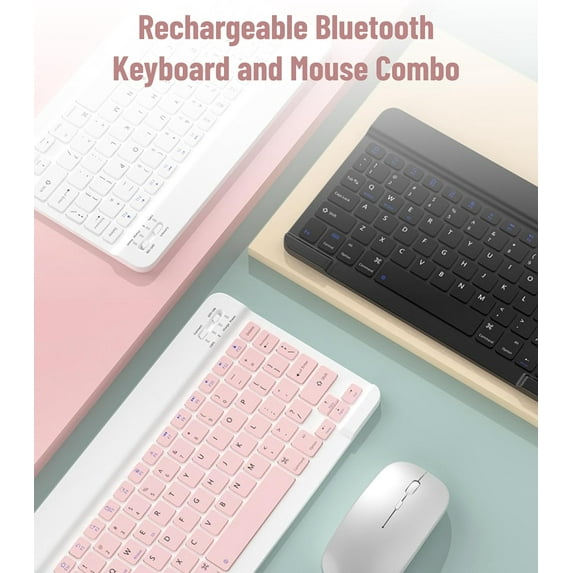 ASIASN-Keyboard and Combo, Cute Bluetooth Keyboard with Slicent Mouse ...