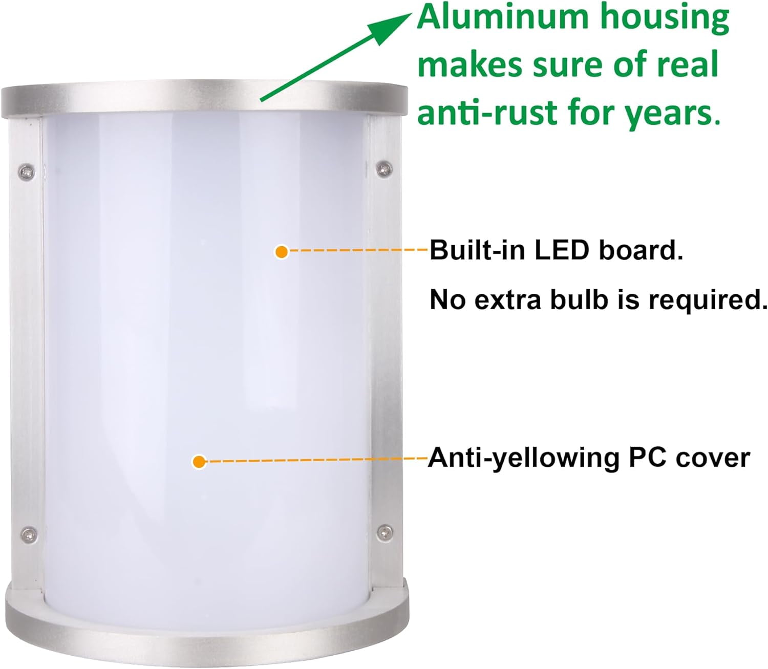 ASIASN-LED Bulkhead Light, Exterior Wall Light Fixture, 12.5W, 950 ...