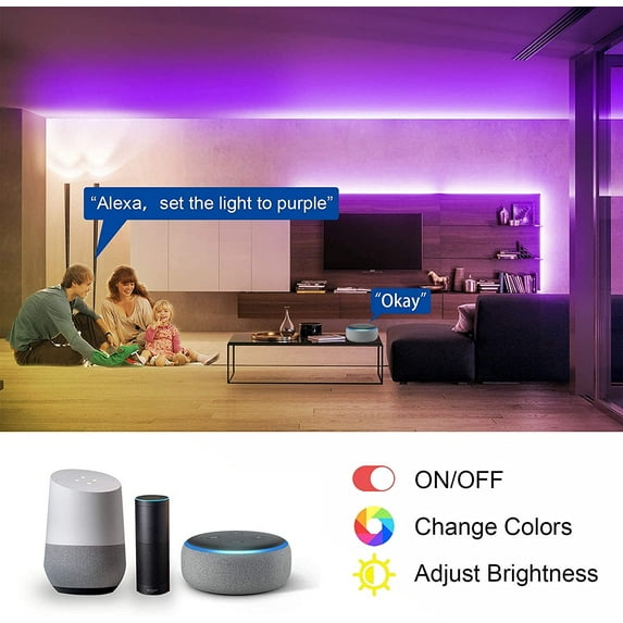 ASIASN-LED Strip Lights WiFi 100 FT, Compatible with Alexa and Google ...