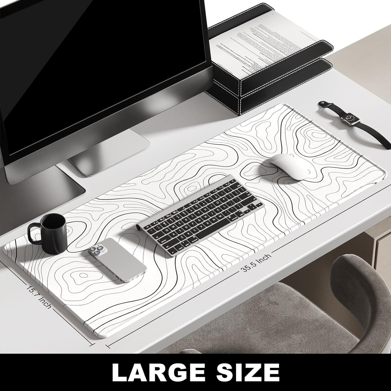 ASIASN-Large Desk Pad, XXL Gaming Mouse Mat, Desktop Cover 35.5 x 15.7 ...