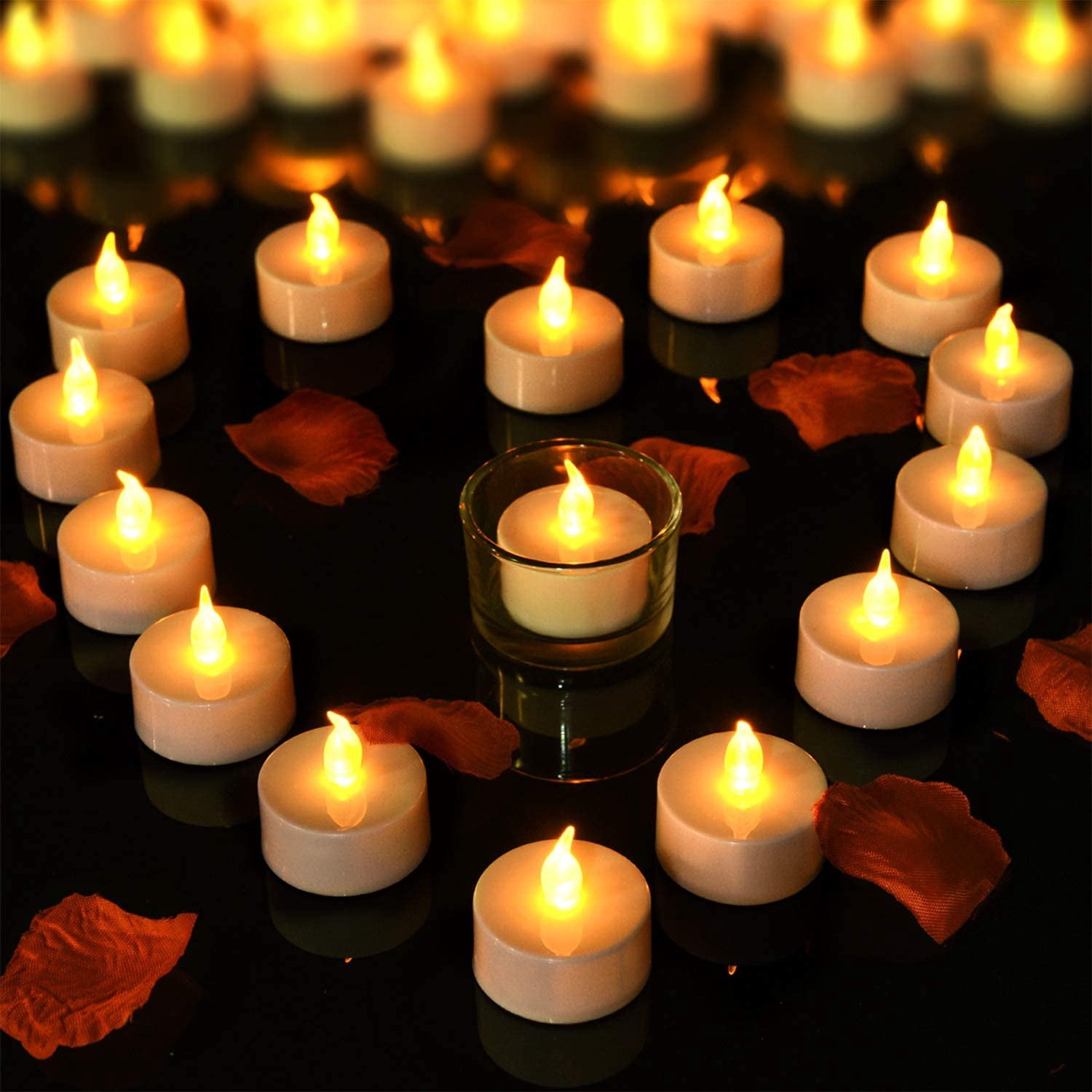 ASIASN-Lasts 2X Longer Flameless Tealight Candles [50 Pack, Batteries ...