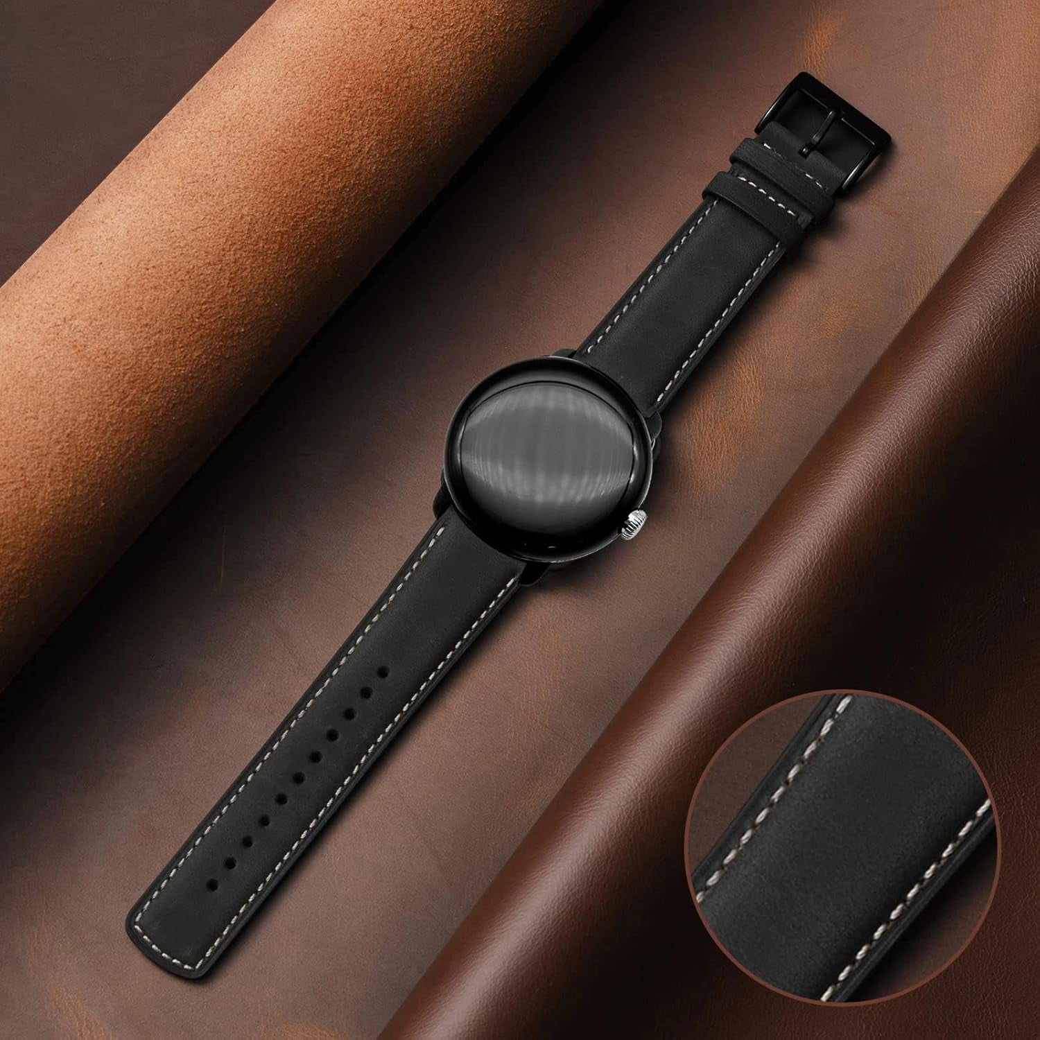 ASIASN-Leather Bands Compatible with pixel watch 4/3 45mm for Men Women ...