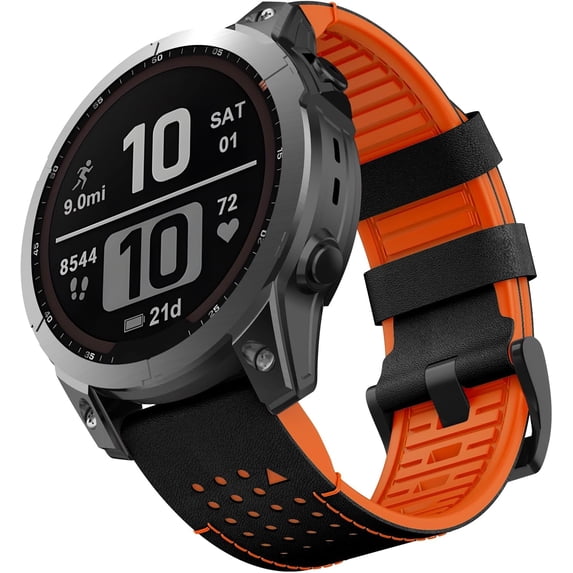 ASIASN-Leather Strap Compatible with Fenix 8 51mm/7X, QuickFit 26mm ...