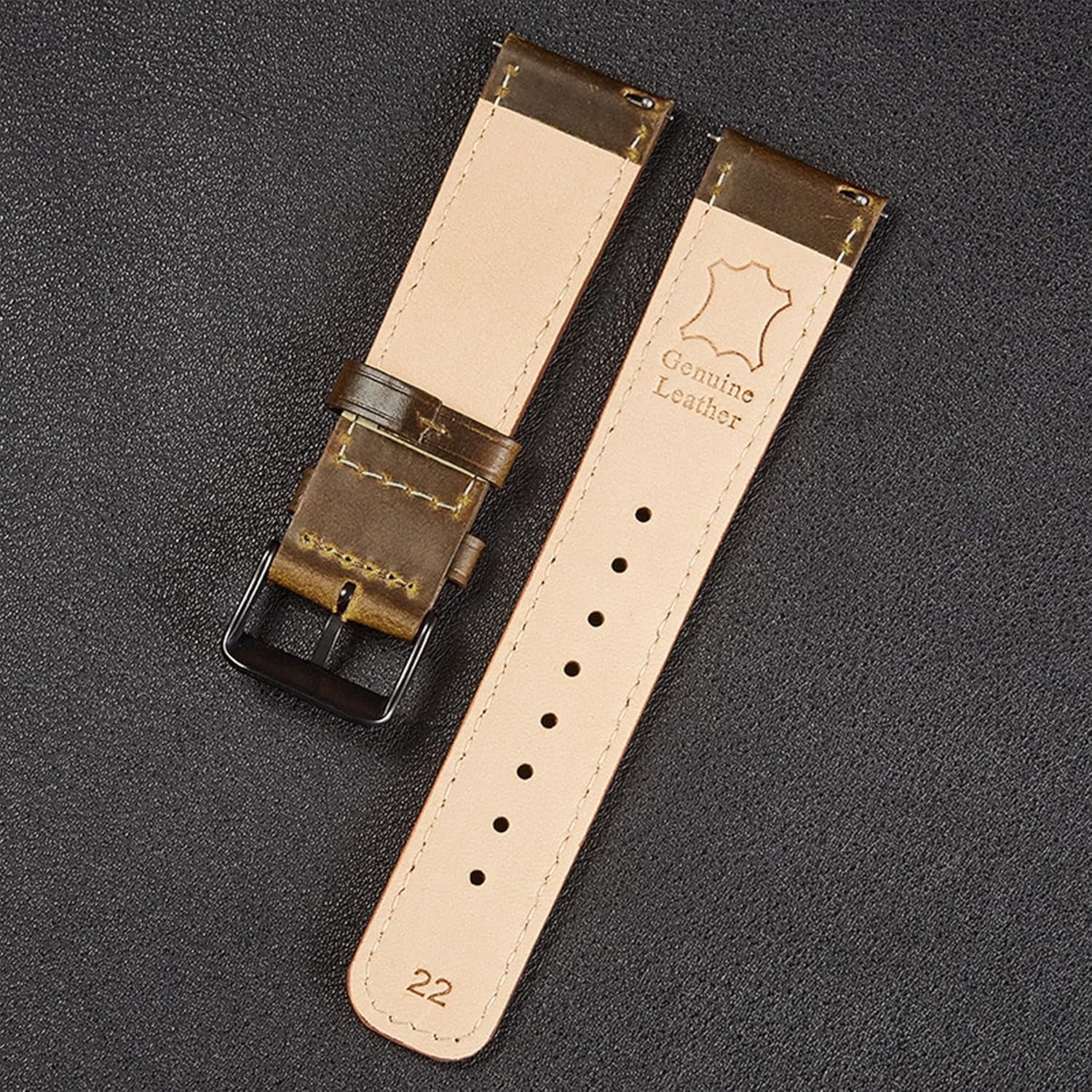ASIASN-Leather Watch Band Genuine Watch Straps 20mm 22mm Quick Release ...