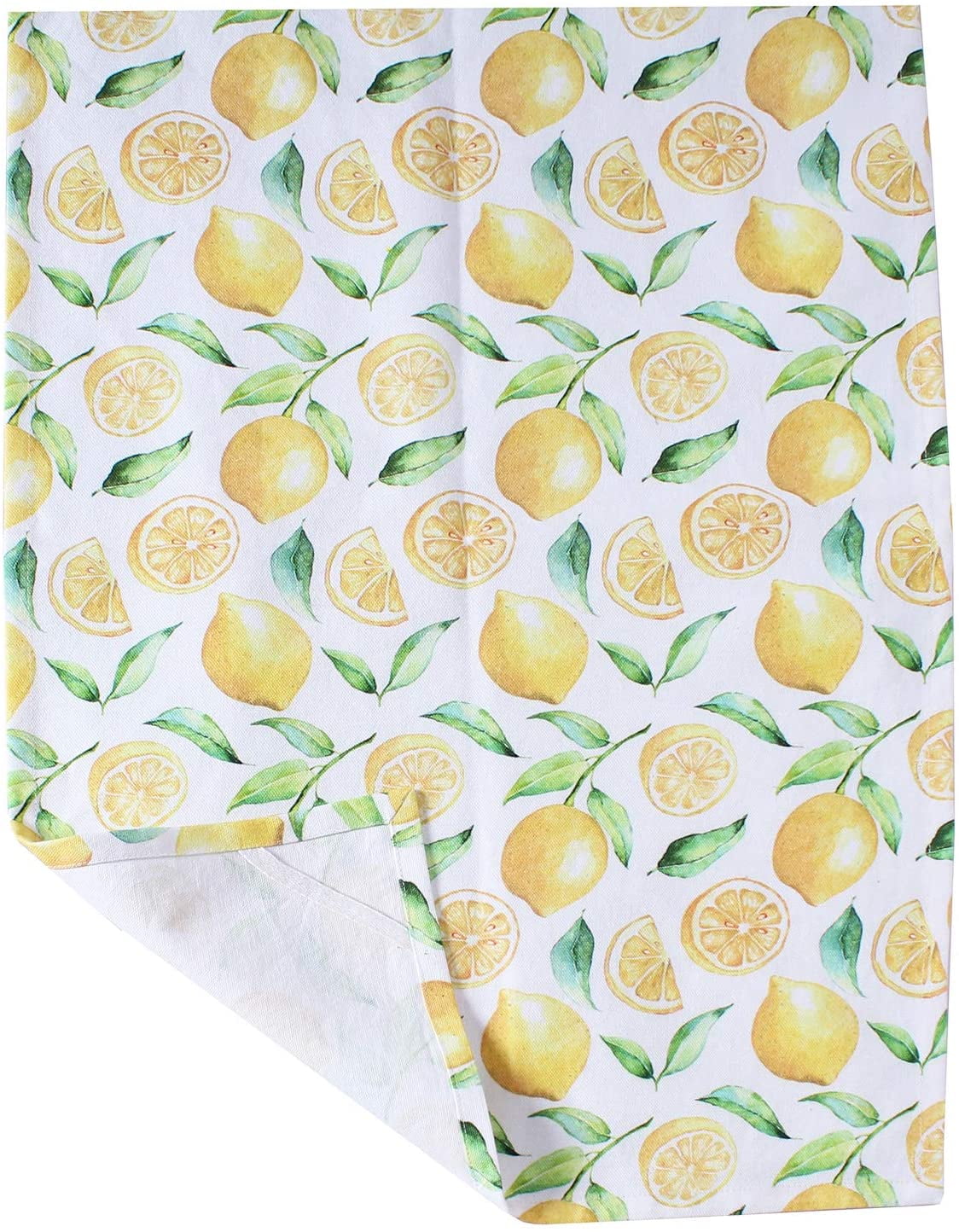 ASIASN-Lemon Yellow Printed Cotton Kitchen Towel Set - Absorbent Multi ...