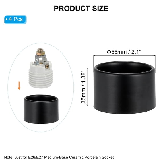 ASIASN-Light Socket Shade Ring, 4pcs E26 E27 Medium Base Metal Sockets ...