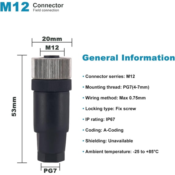 ASIASN-M12 4-Pin Female Circular Aviation Connector Plug 12mm ...