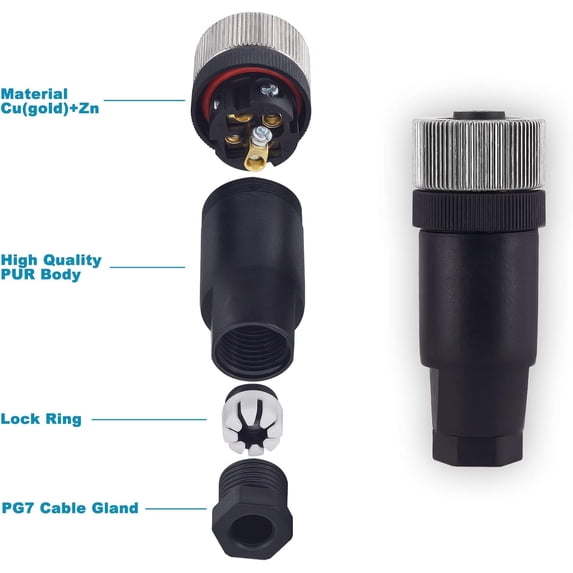 ASIASN-M12 8 Pin Male & Female Socket Panel Aviation Wire Connector ...