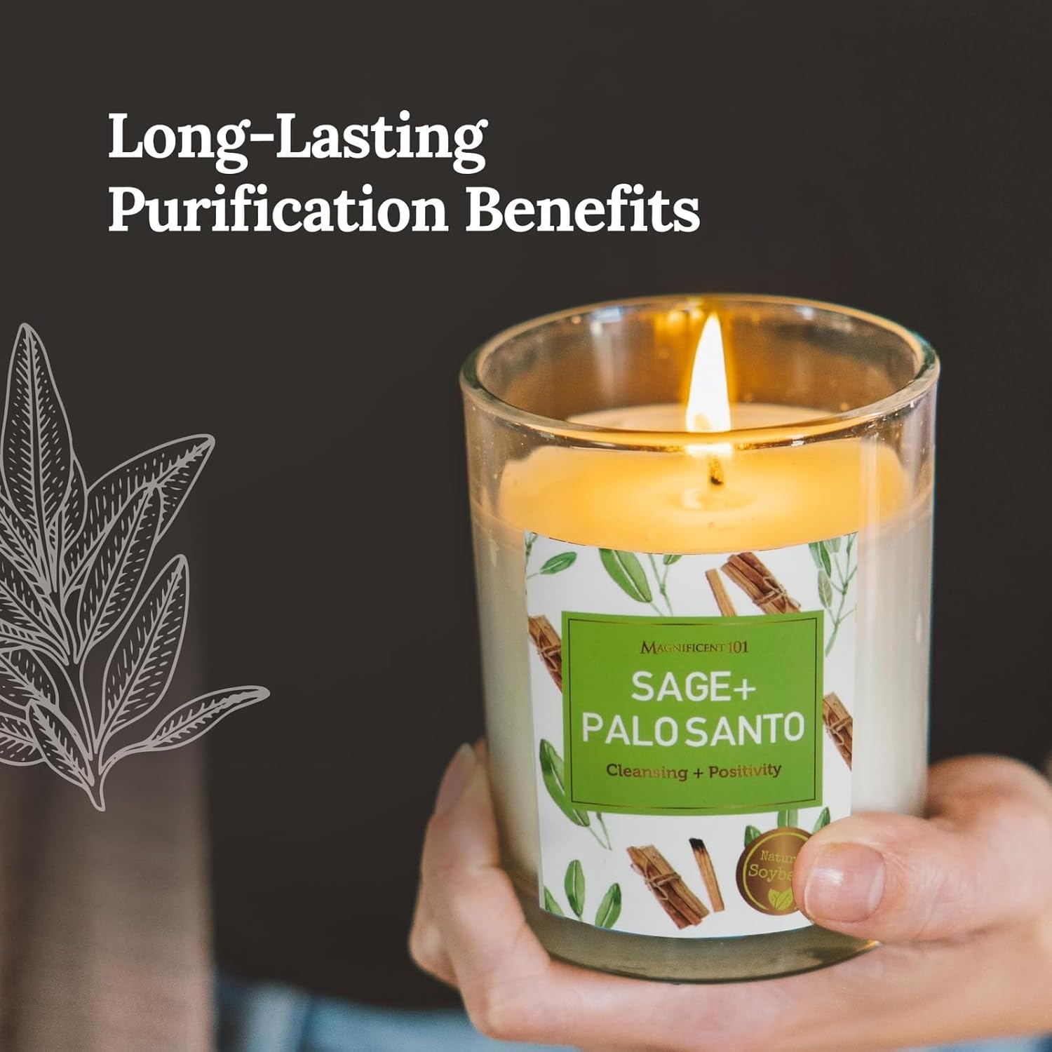 ASIASN-Magnificent 101 Sage & Palo Santo Candle Set - 3-Pack, 3.5 oz ...