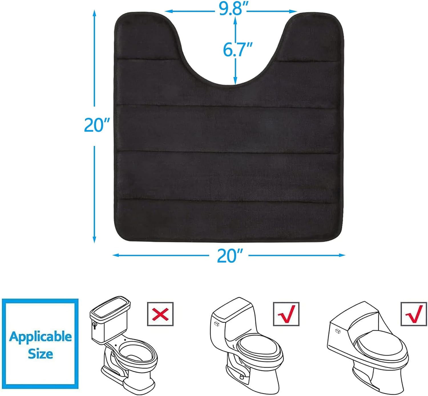 ASIASN-Memory Foam U-Shaped Contour Toilet Rugs, Non Slip Absorbent ...