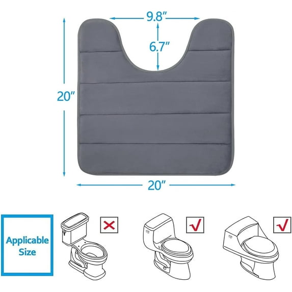 ASIASN-Memory Foam U-Shaped Contour Toilet Rugs, Non Slip Absorbent ...