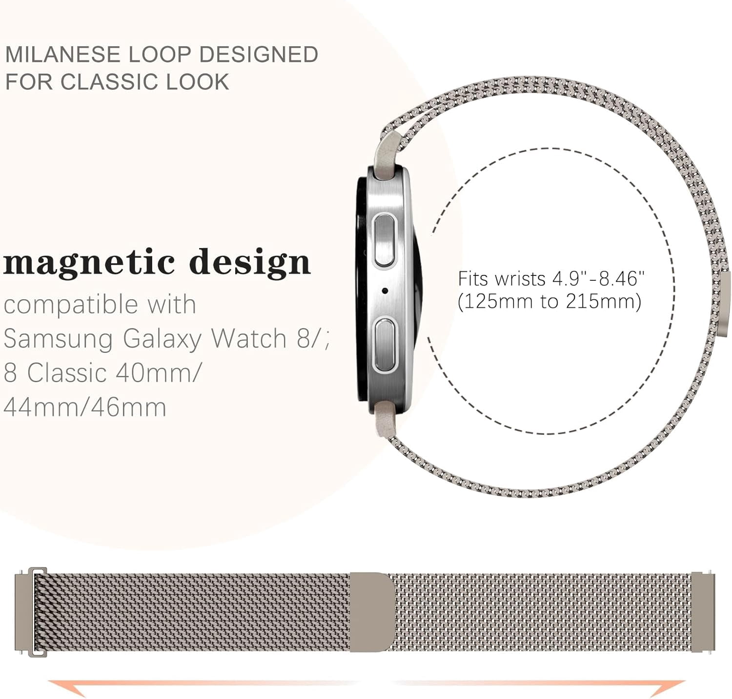 ASIASN-Metal Band Compatible with Samsung Galaxy Watch 8 40mm/44mm ...