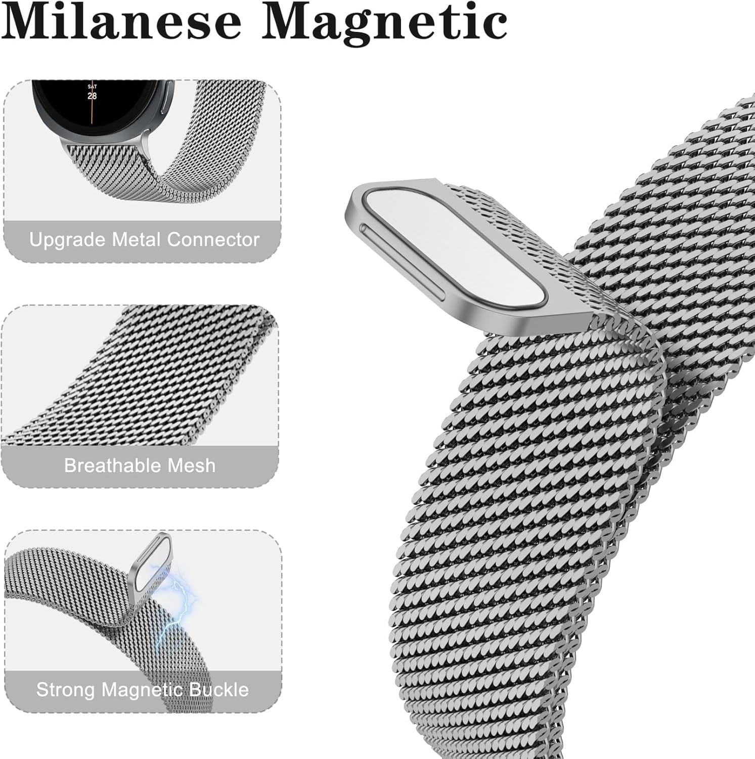 ASIASN-Metal Band Compatible with Samsung Galaxy Watch 8 40mm/44mm ...