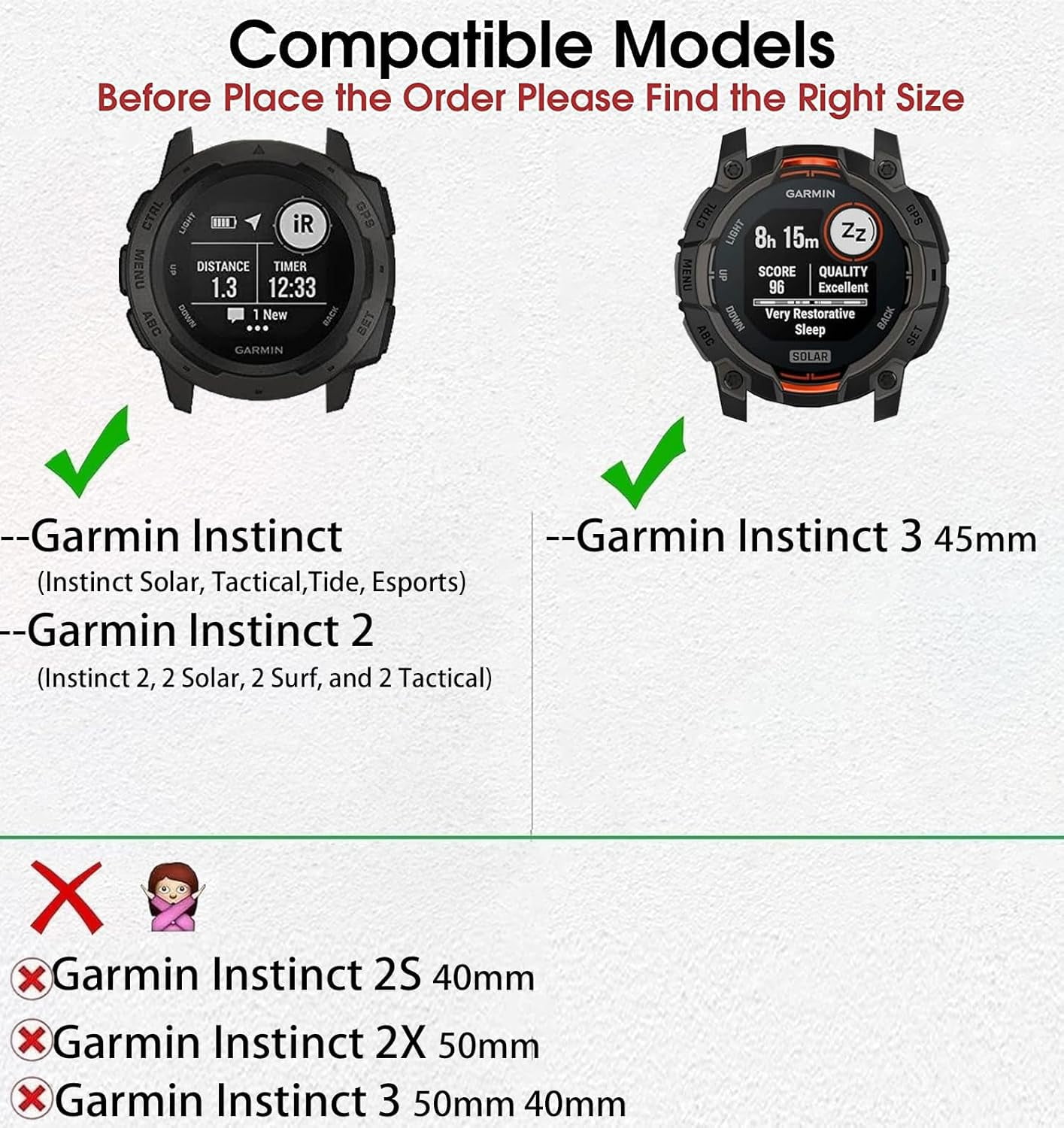 ASIASN-Metal Band for Garmin Instinct 1/2 Solar Watch Bands, Instinct 3 ...