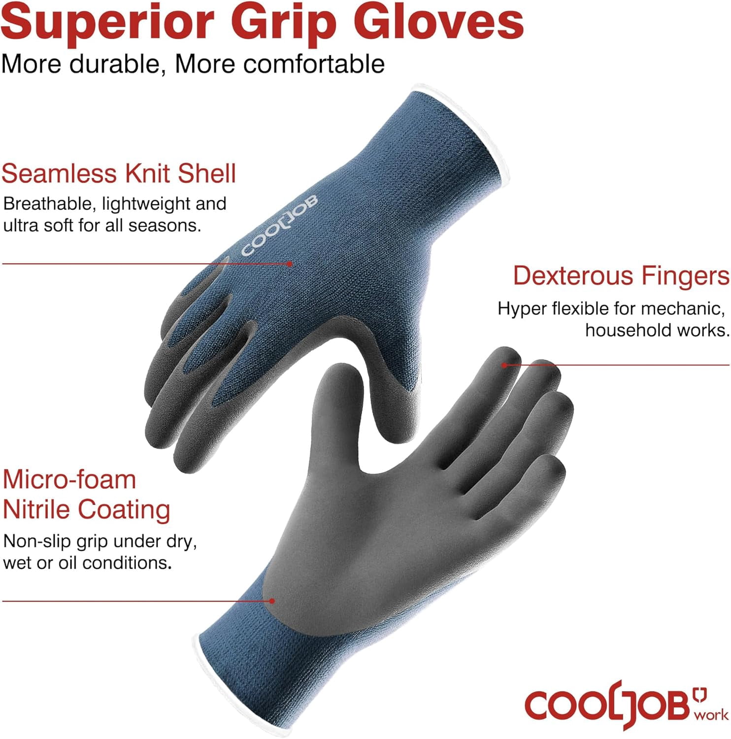 ASIASN-Micro-Foam Nitrile Safety Work Garden Gloves with Touchscreen ...
