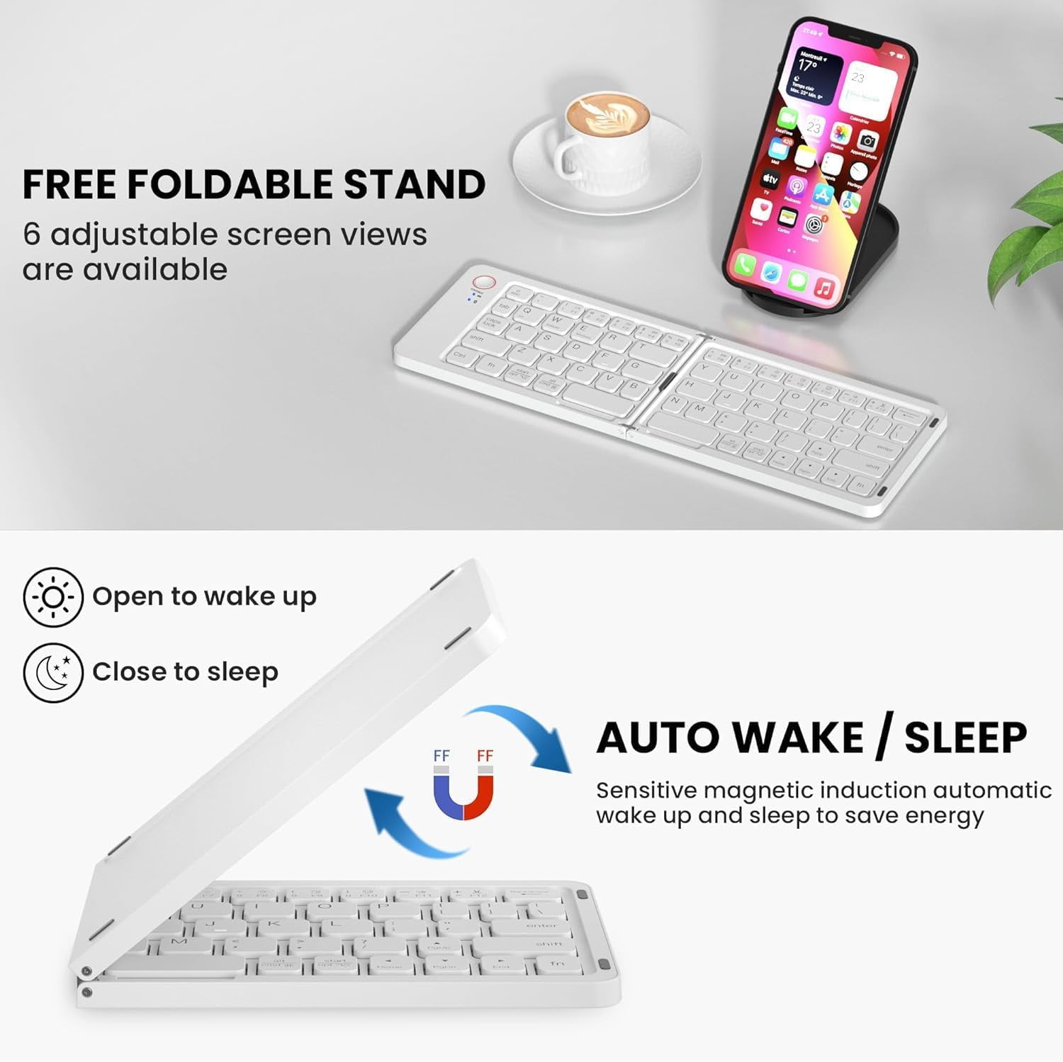 ASIASN-Mini Foldable Bluetooth Keyboard - Portable Wireless Full Size ...