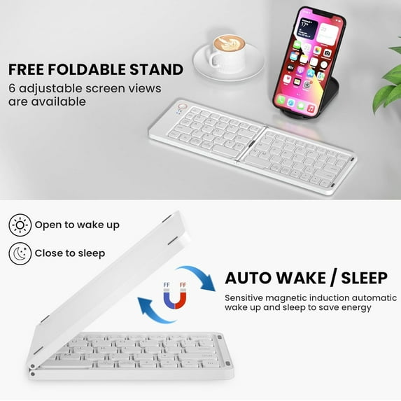 ASIASN-Mini Foldable Bluetooth Keyboard - Portable Wireless Full Size ...