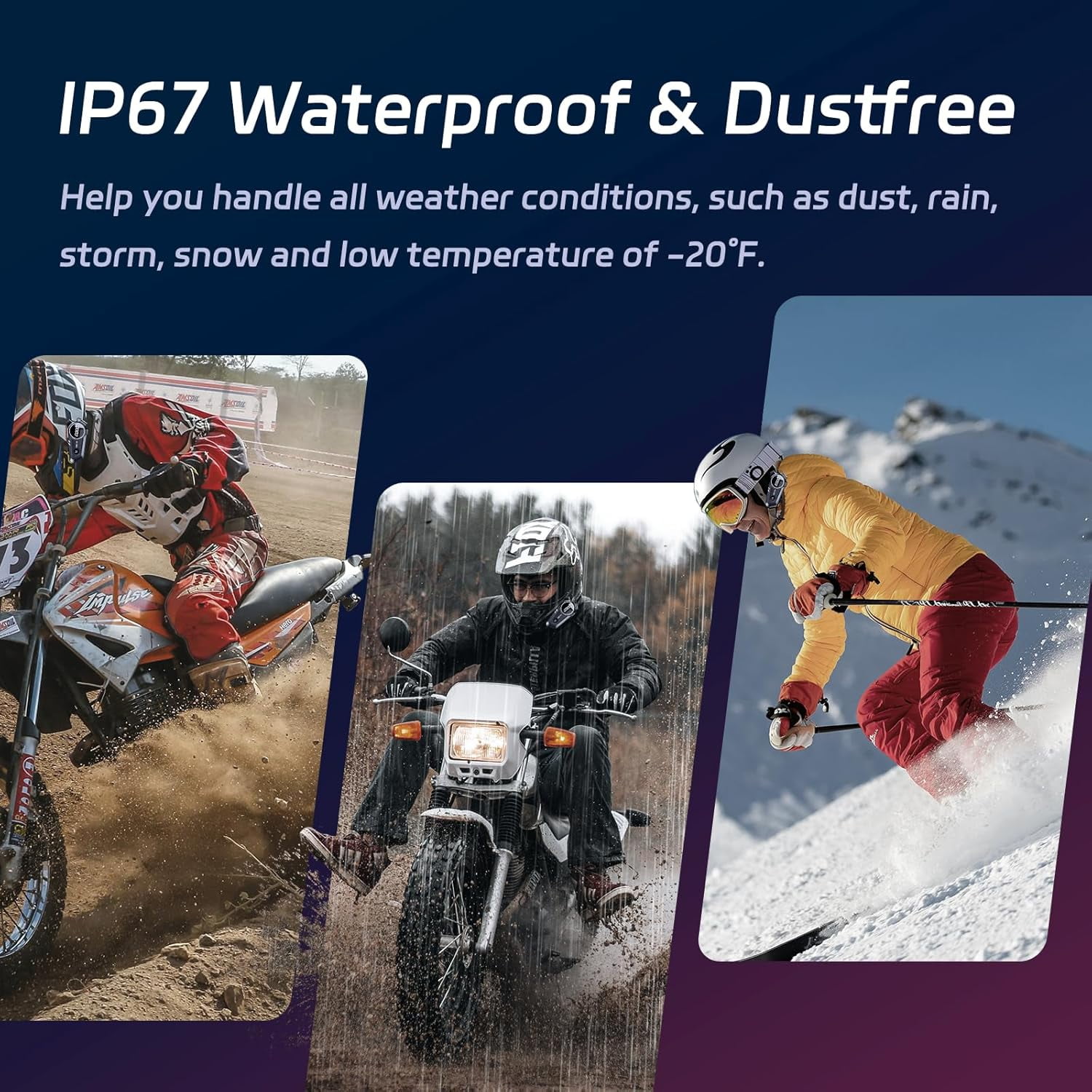 ASIASN-Motorcycle Bluetooth Headset Helmet Speakers Long Battery Life ...